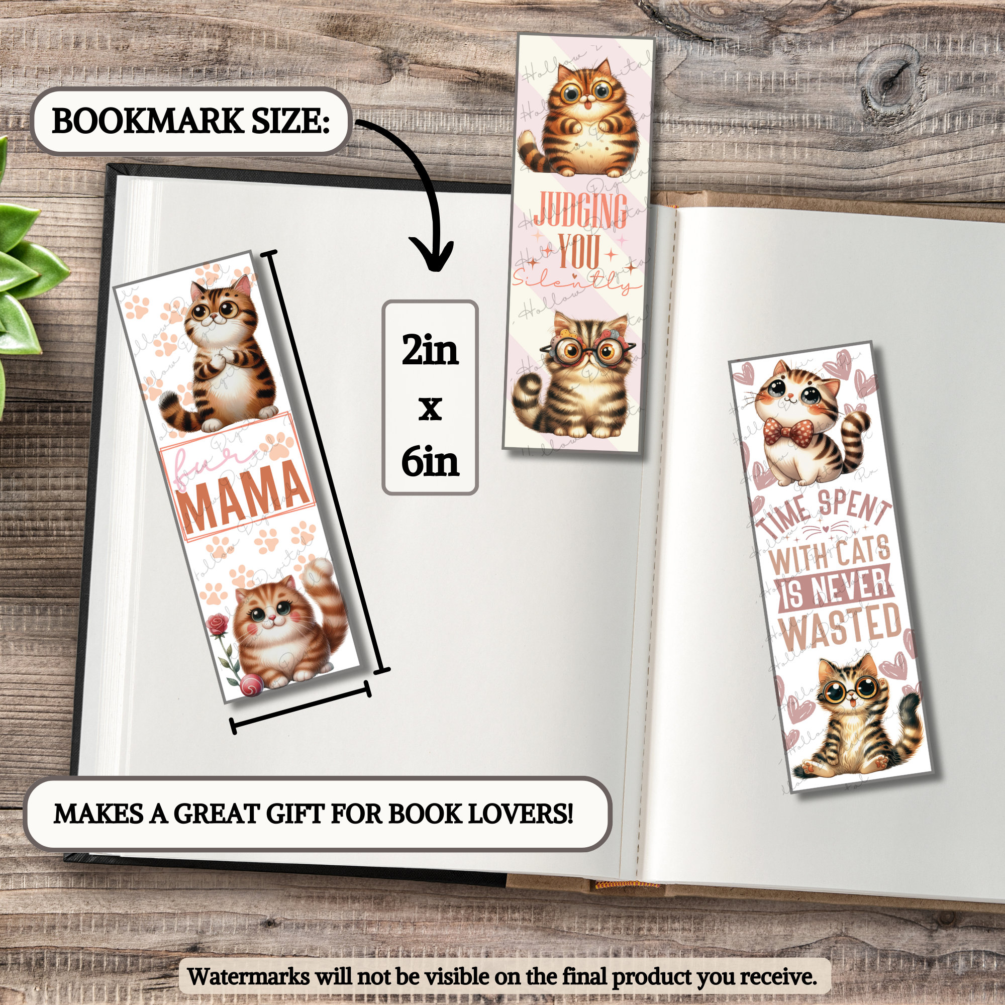 Cat Bookmarks, Printable Gift for Readers, Printable Funny Cat Lovers ...