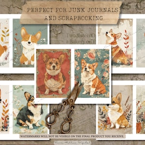 Printable Corgi Junk Journal Prints, Scrapbook Pages, 18 Designs ...