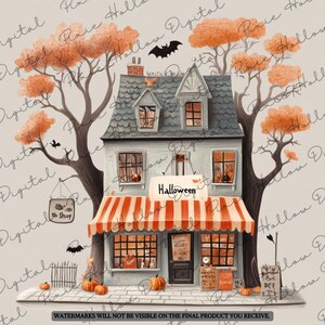 Clip Art Bundle: 15 Halloween Shop Pngs for Junk Journaling, Card ...
