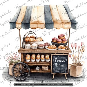 Clip Art Bundle: 15 Pastry Cart Pngs for Junk Journaling, Card Making ...