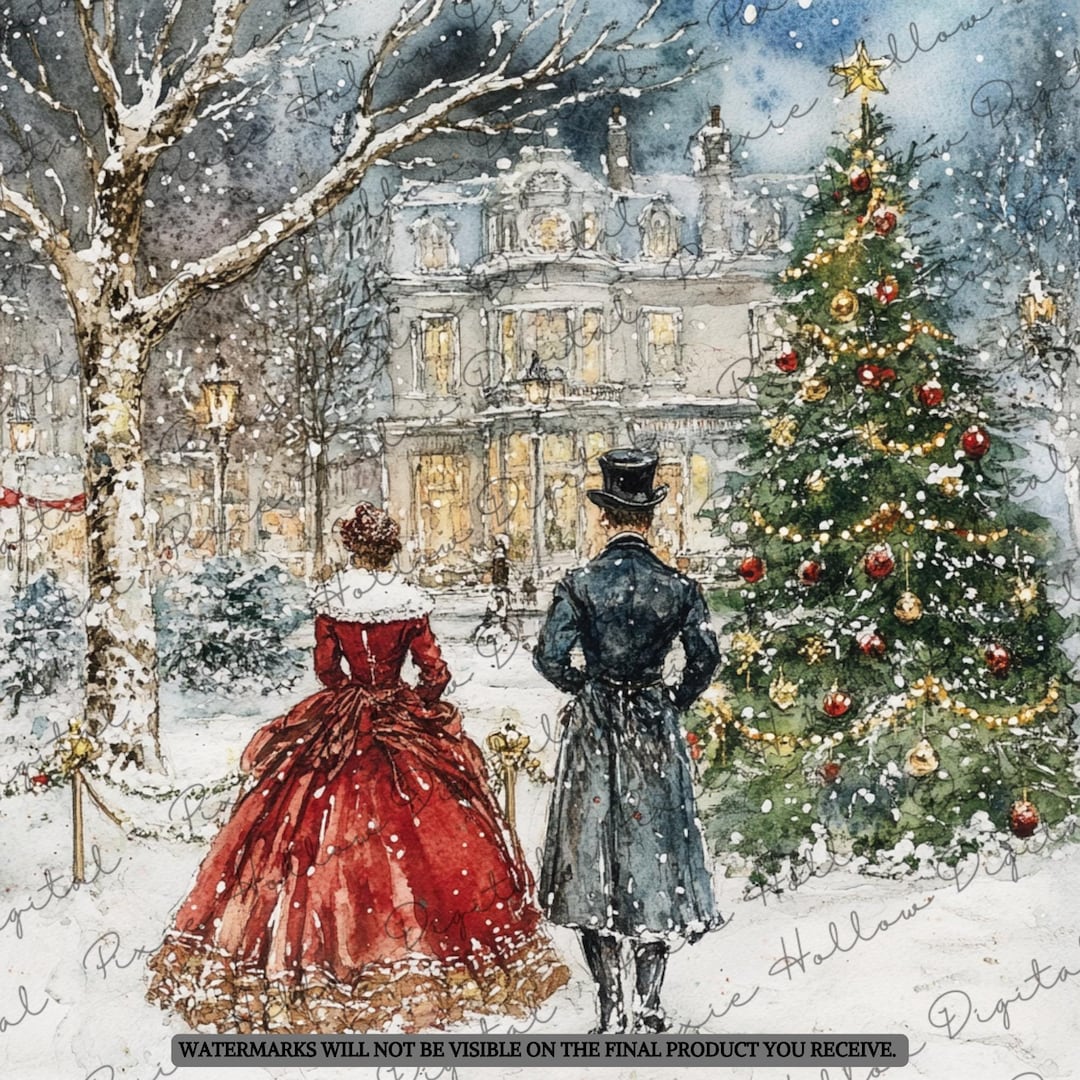Victorian Christmas Clip Art Bundle: 18 Romantic Antique Images ...