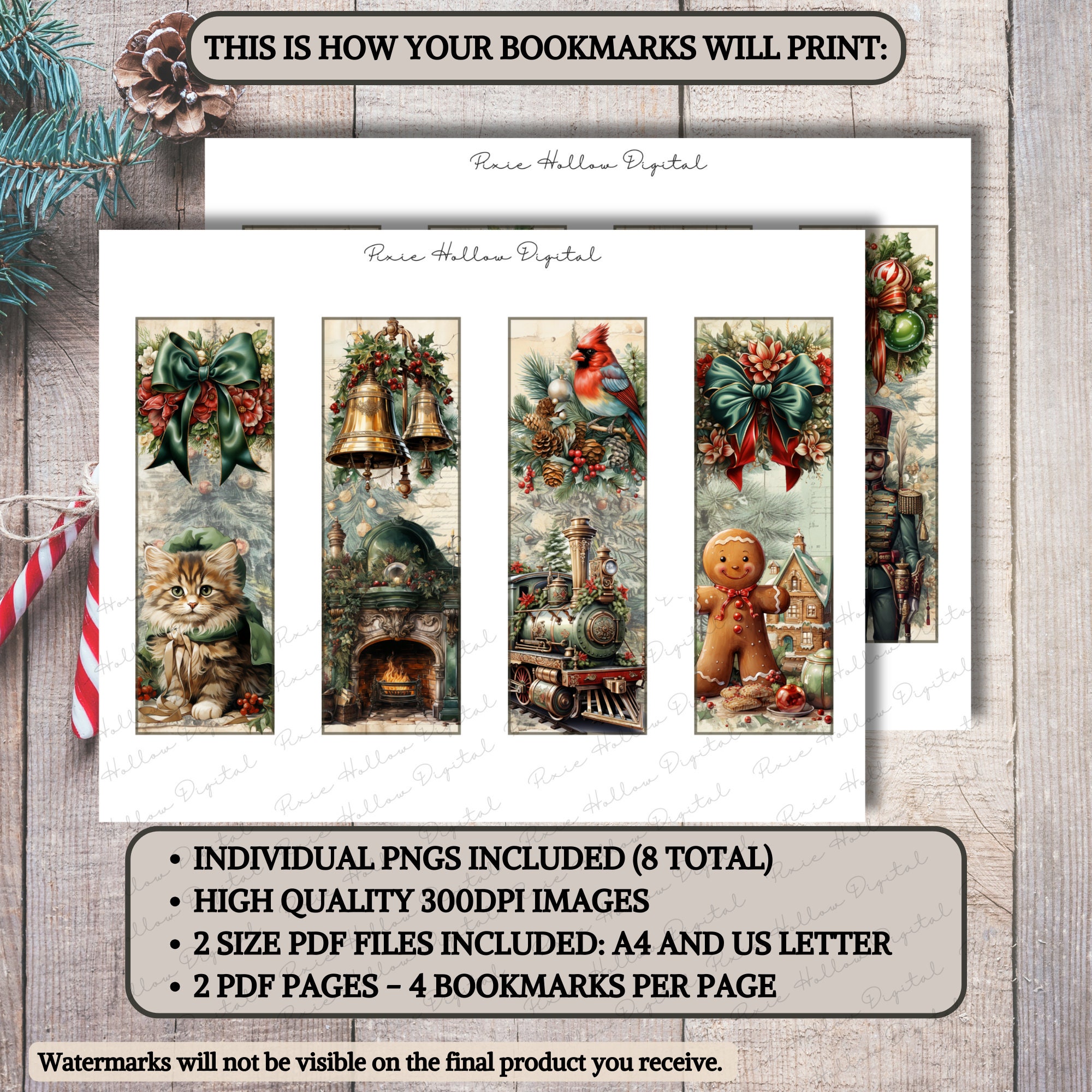 Christmas Bookmarks Printable Gift Cozy Holiday Bundle Reading Book ...