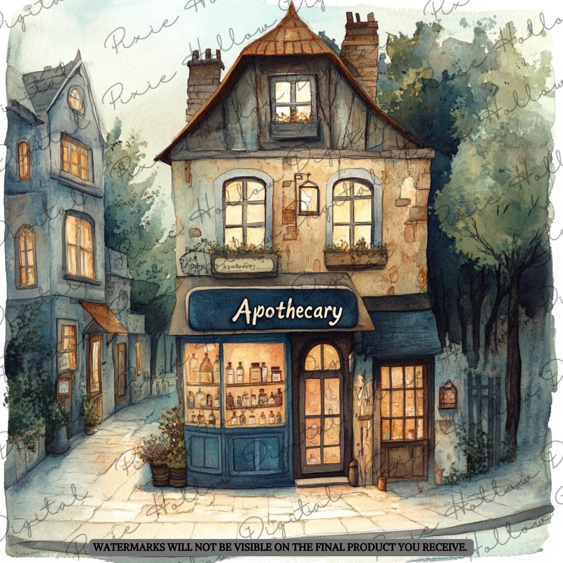 Apothecary Shop PNG Clipart Bundle: 15 Cosy Pharmacy Designs (digital ...