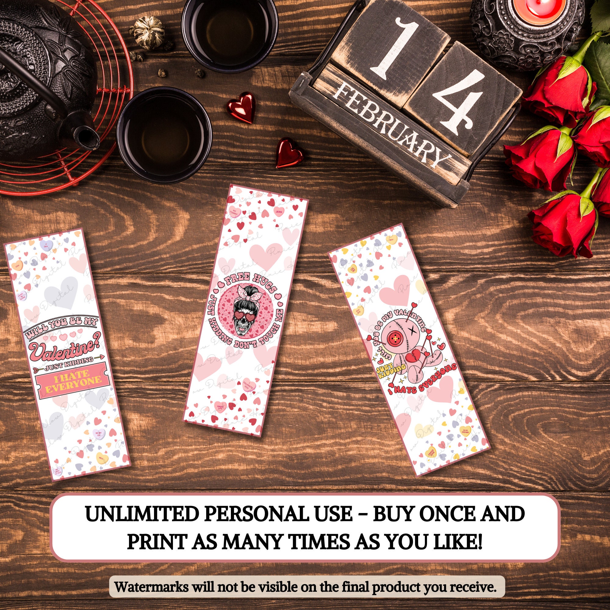 Funny Anti-valentine's Day Bookmarks, Sarcastic Printable Quotes (PDF ...