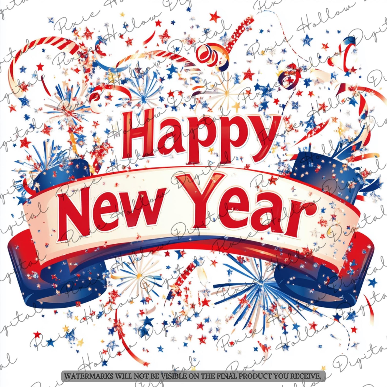 Happy New Year Clip Art Bundle: 18 Festive PNG Images (digital Download ...
