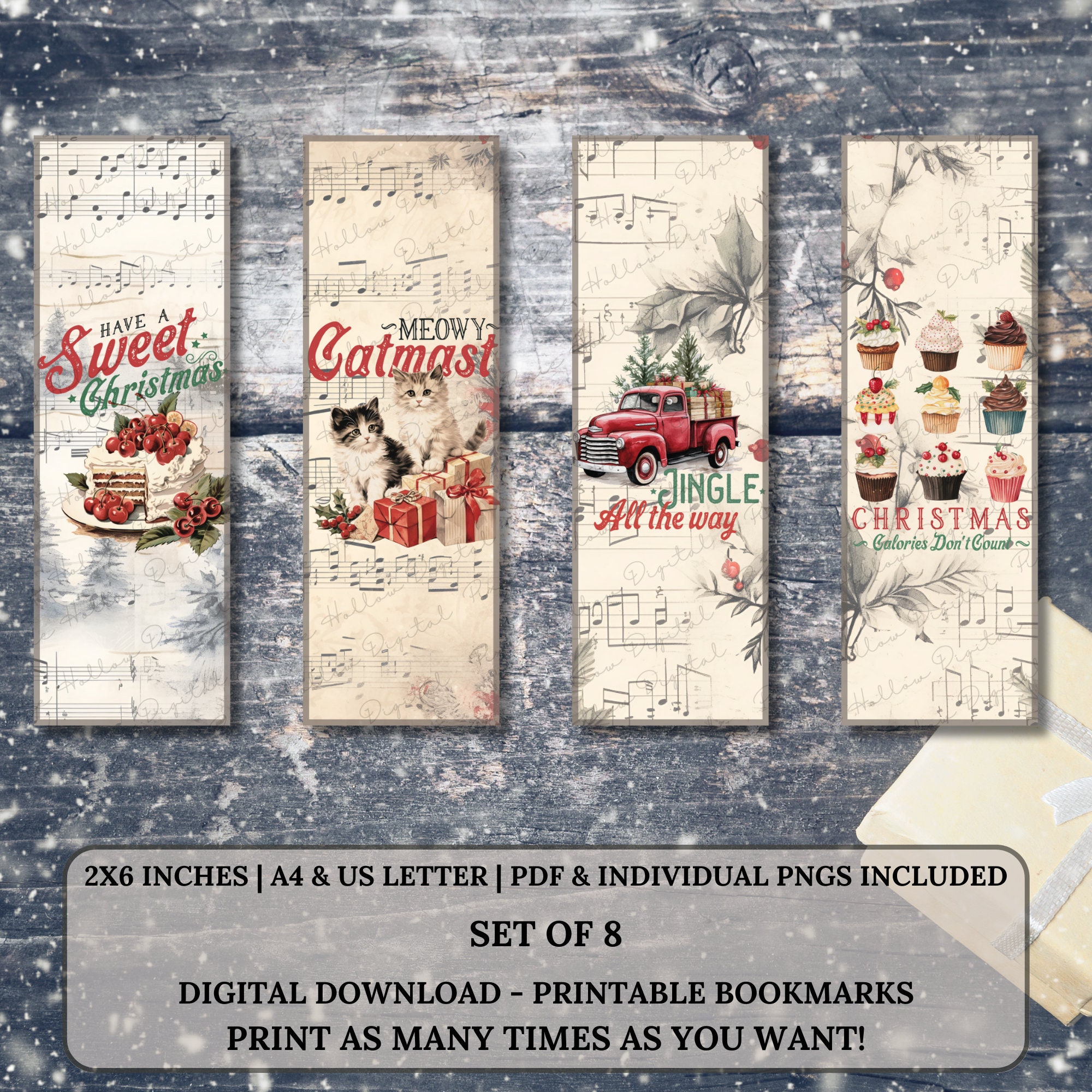 Vintage Christmas Bookmarks Printable Gift Cozy Holiday Bundle - Etsy