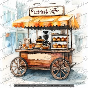 Clip Art Bundle: 15 Pastry Cart Pngs for Junk Journaling, Card Making ...