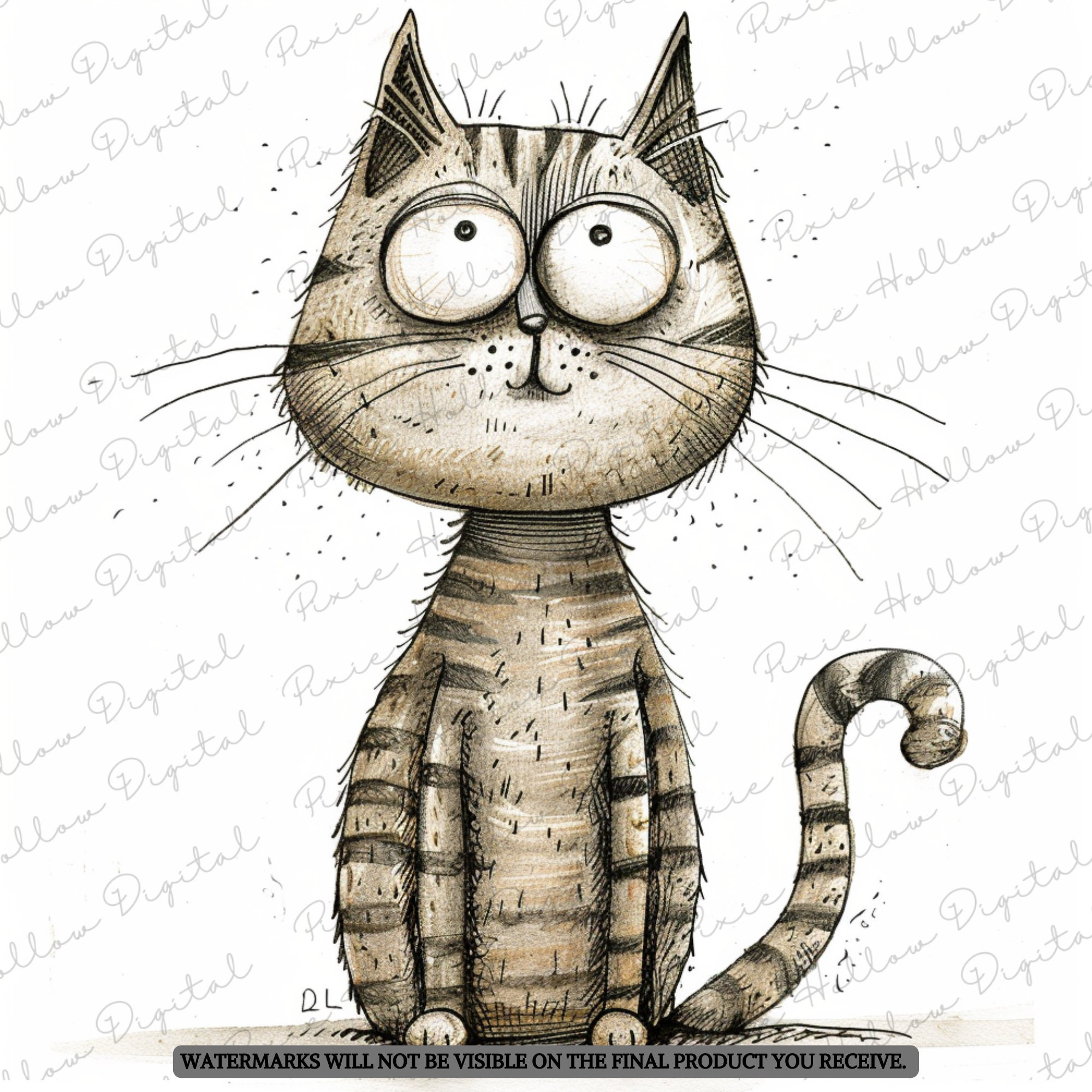 Whimsical Cats Clip Art Bundle: 10 Pngs of Scruffy Cats for Junk ...