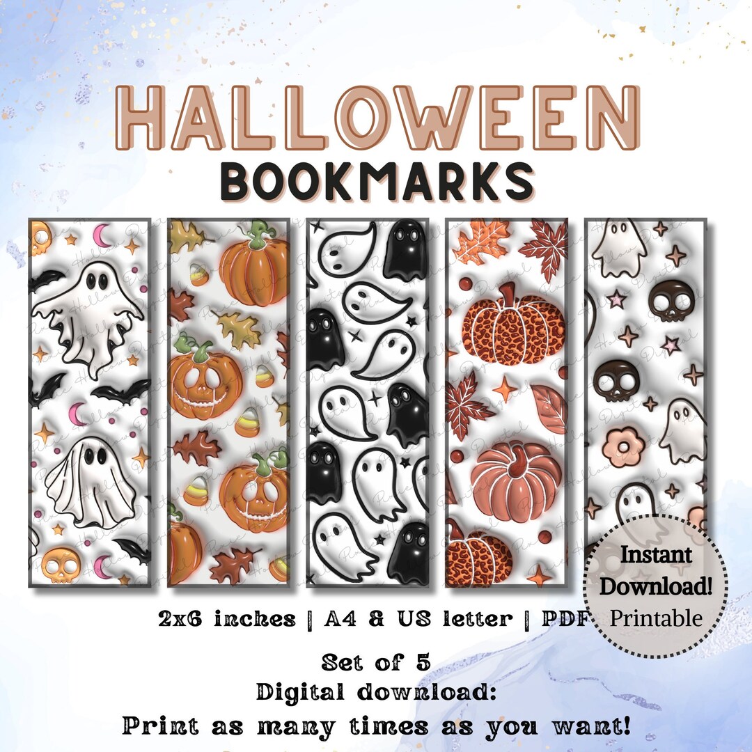 Printable Bookmarks: Halloween Inflated Design, Gift for Horror Book ...