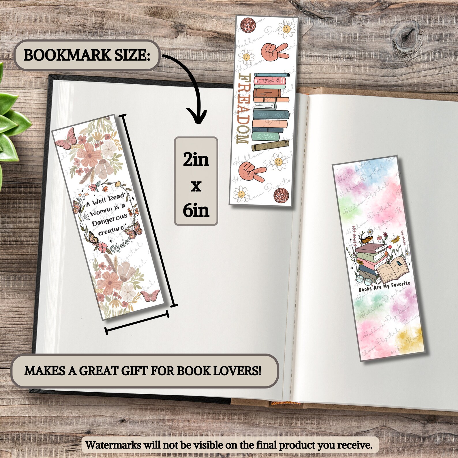 Bookish Bookmarks, Printable Gift for Book Lovers, Printable Bookmark ...