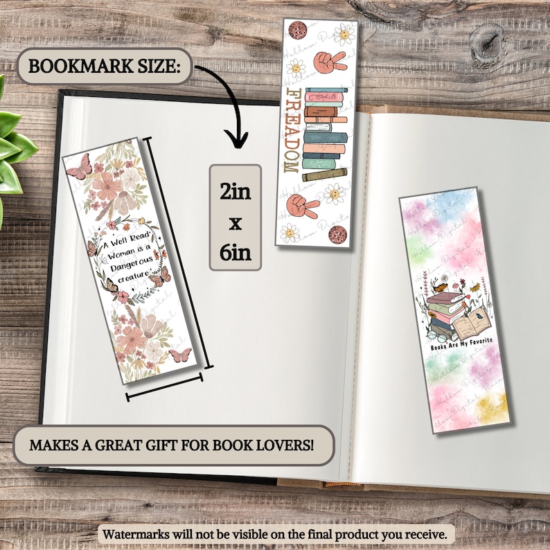 Bookish Bookmarks, Printable Gift for Book Lovers, Printable Bookmark ...