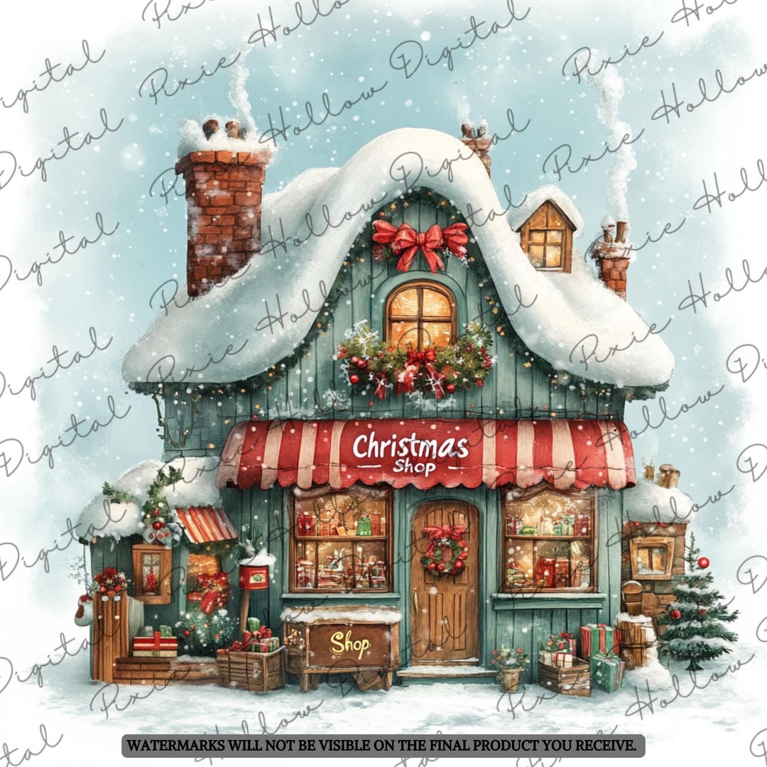 Clip Art Bundle: 15 Christmas Shop Pngs for Card Making, Junk ...