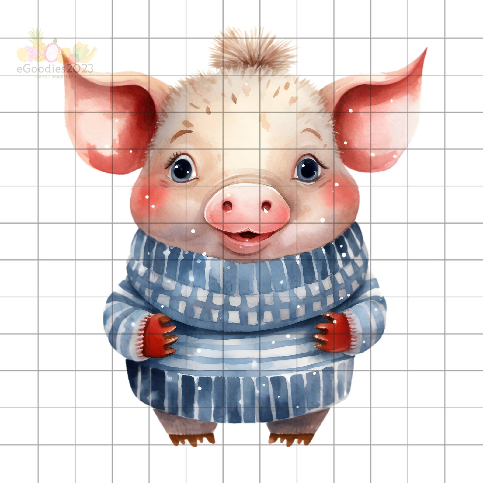 20 Cute Christmas Pigs PNG Watercolor Clipart Bundle Set, Holiday Pigs ...