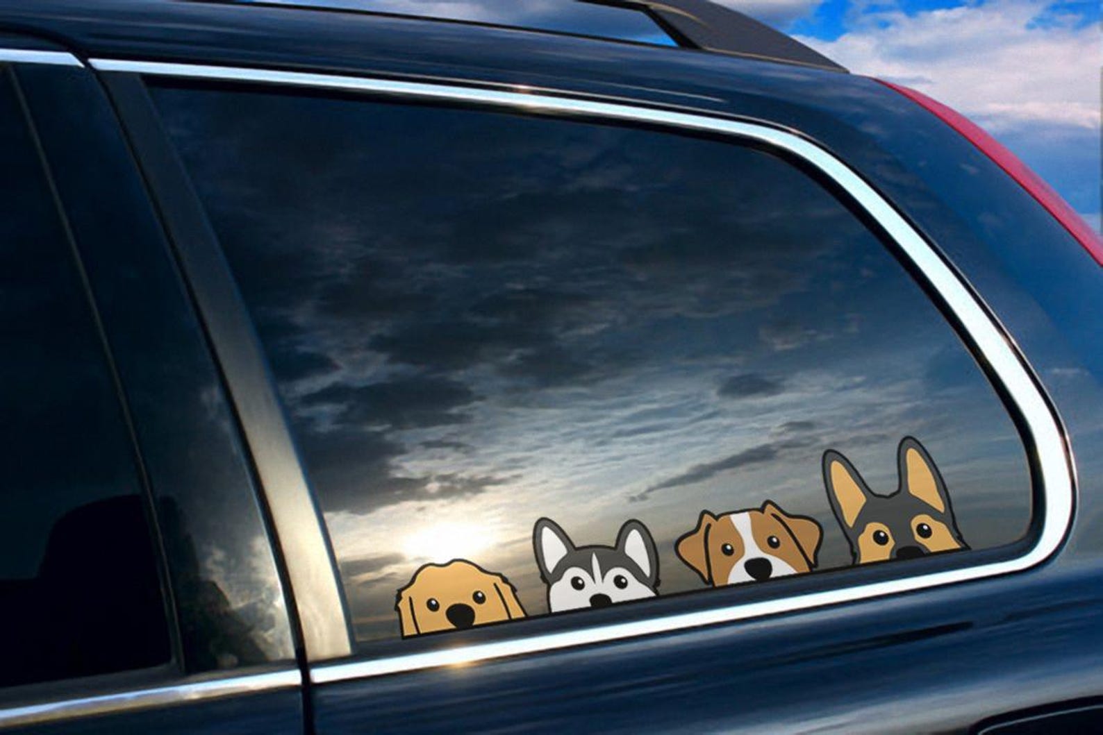 Dog Car Decals, Cartoon Dog Decal for Car, Kawaii Peeking Pet Decal ...