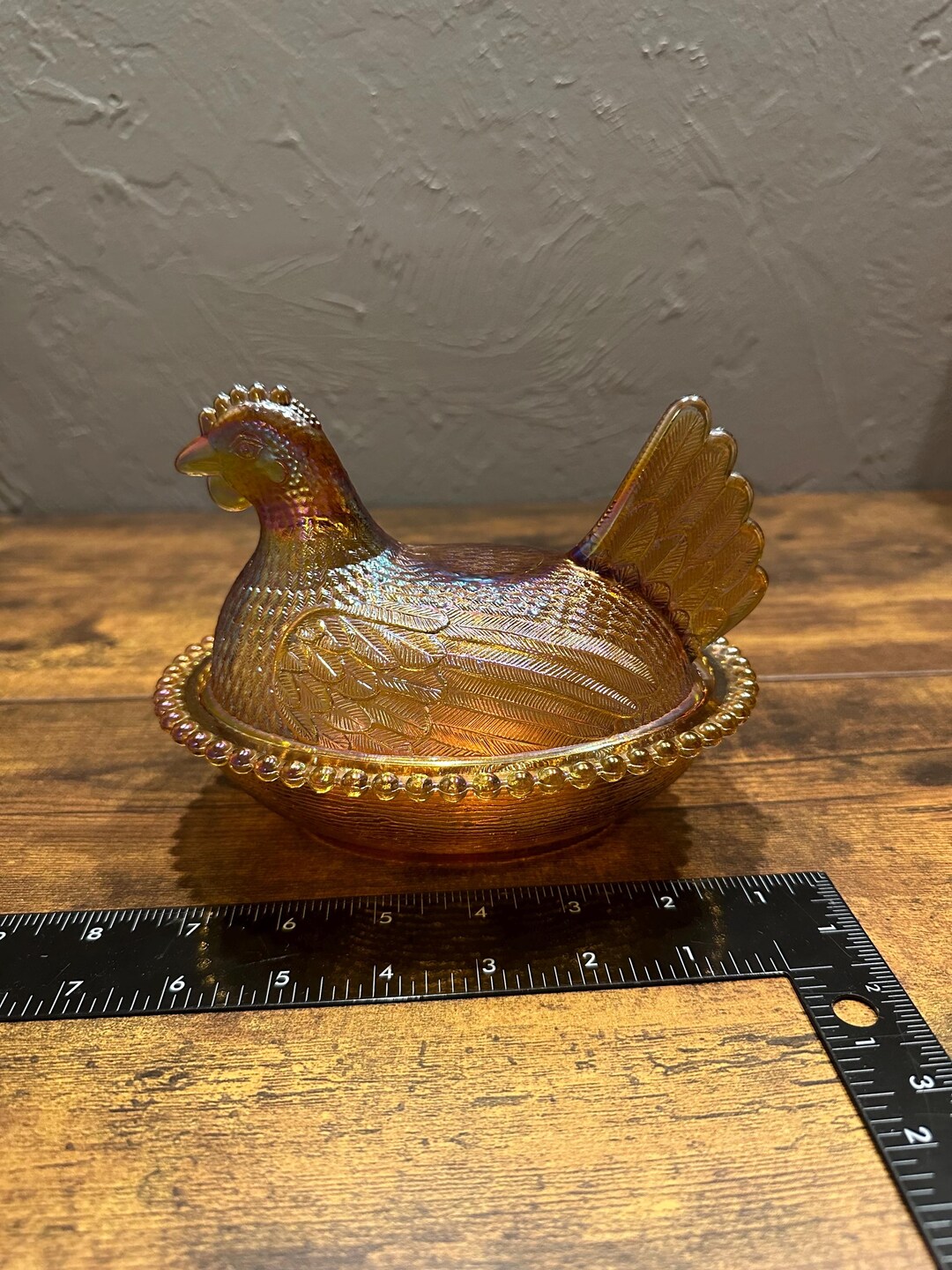 Beautiful Carnival Glass Hen Candy Dish. - Etsy