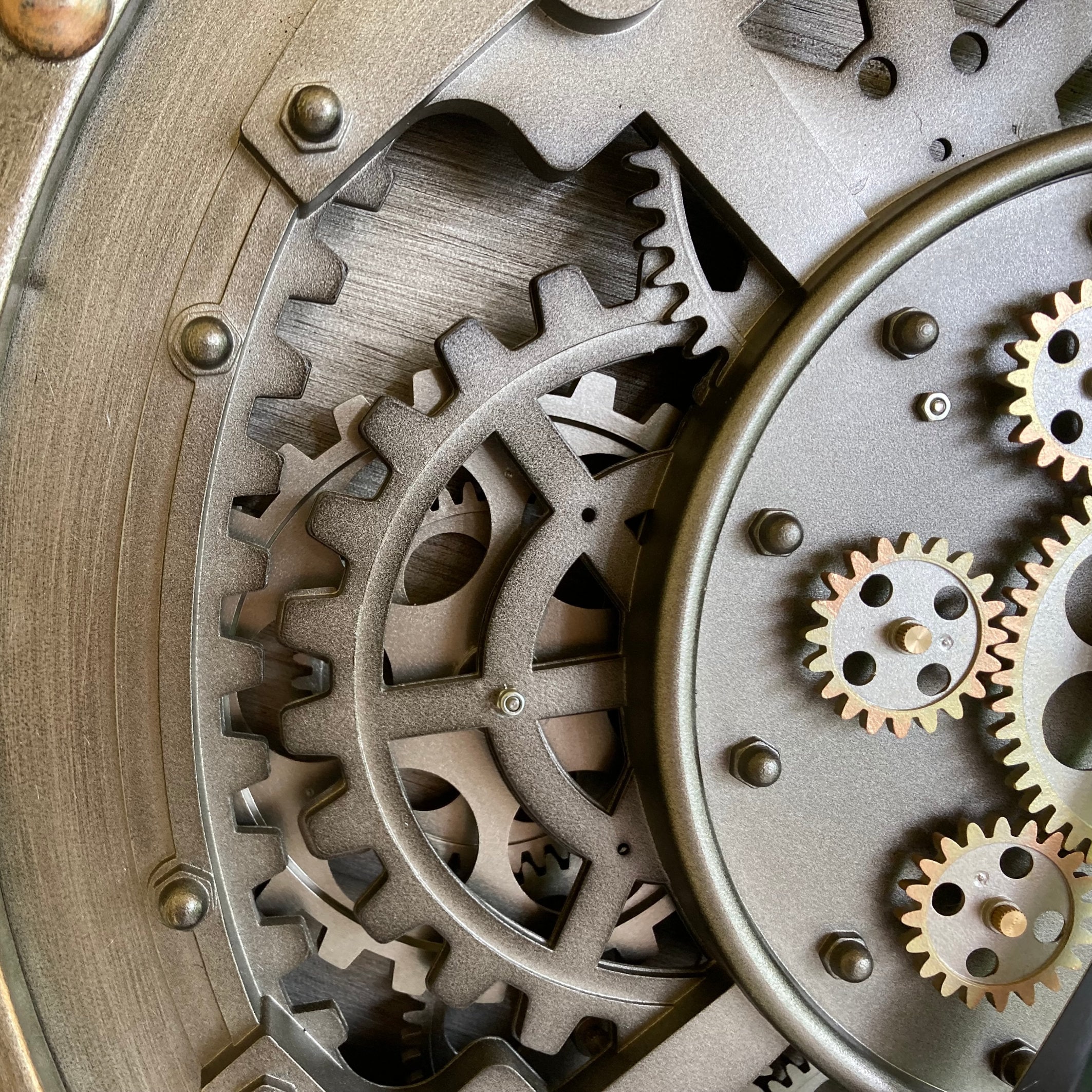 Large Industrial Wall Clock With Real Moving Gears Vintage Style Metal ...