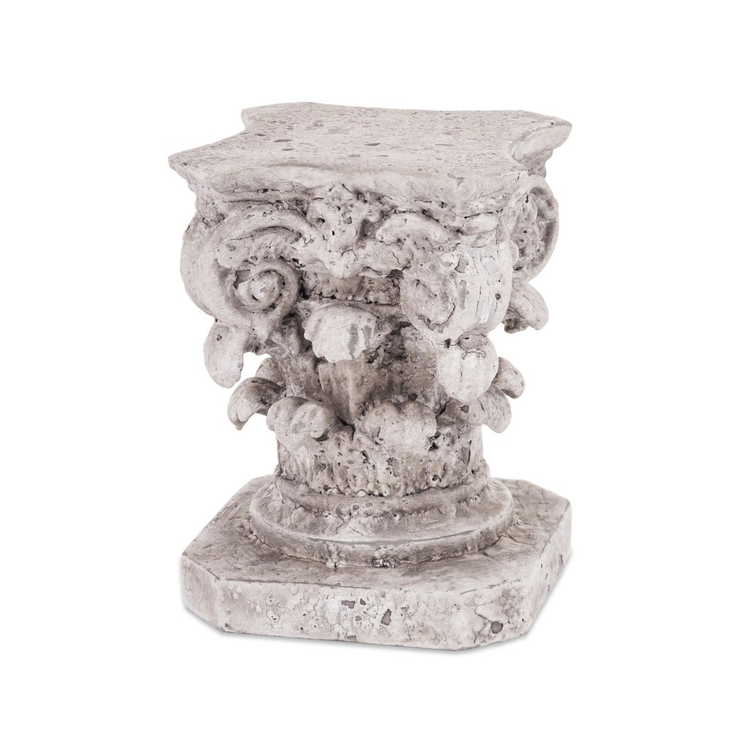 Ornamental Vase Base Antique Style Sculpture Display Stone Effect Aged ...