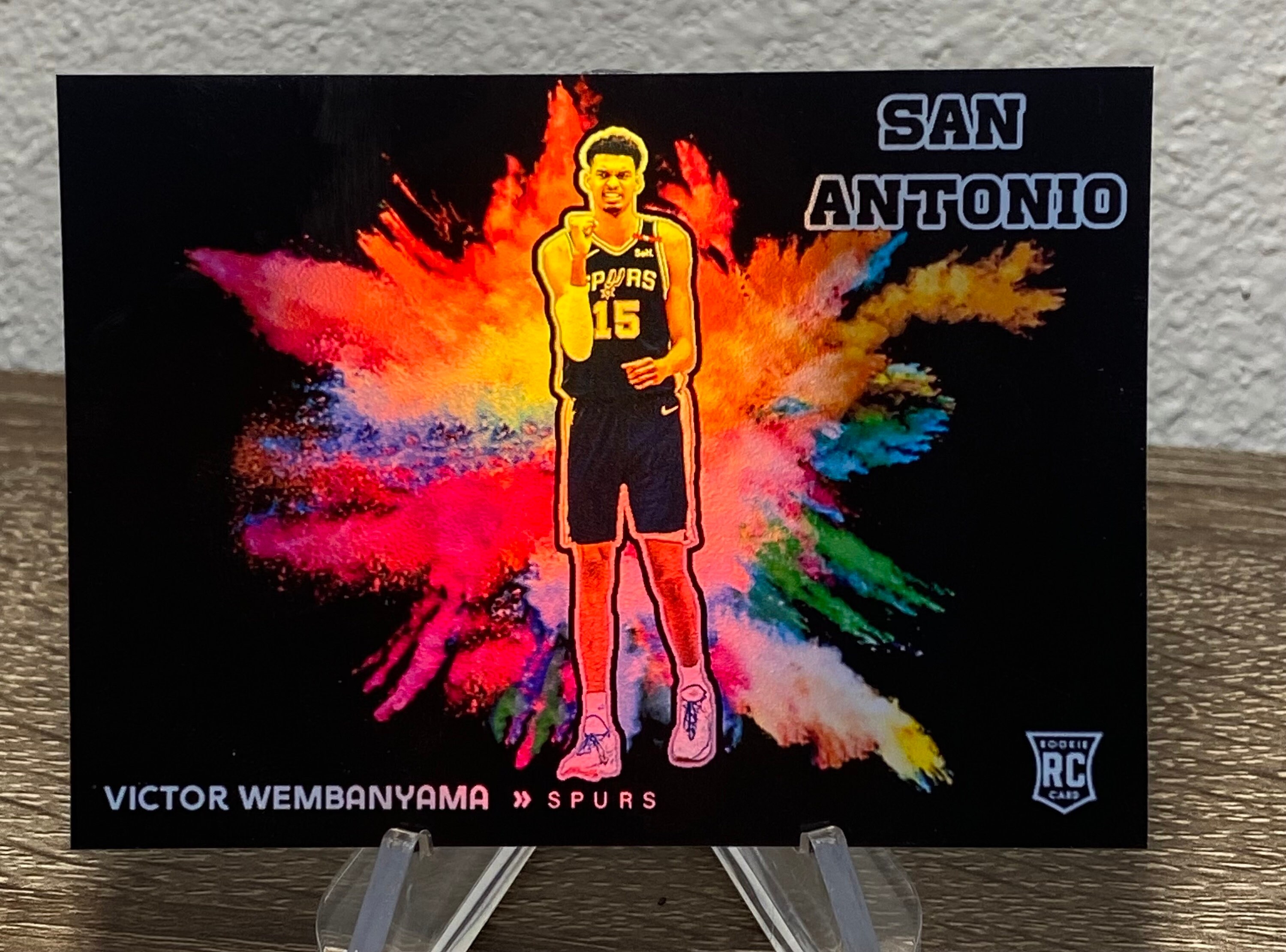 Victor Wembanyama Refractor Custom Black Color Blast Card - Etsy
