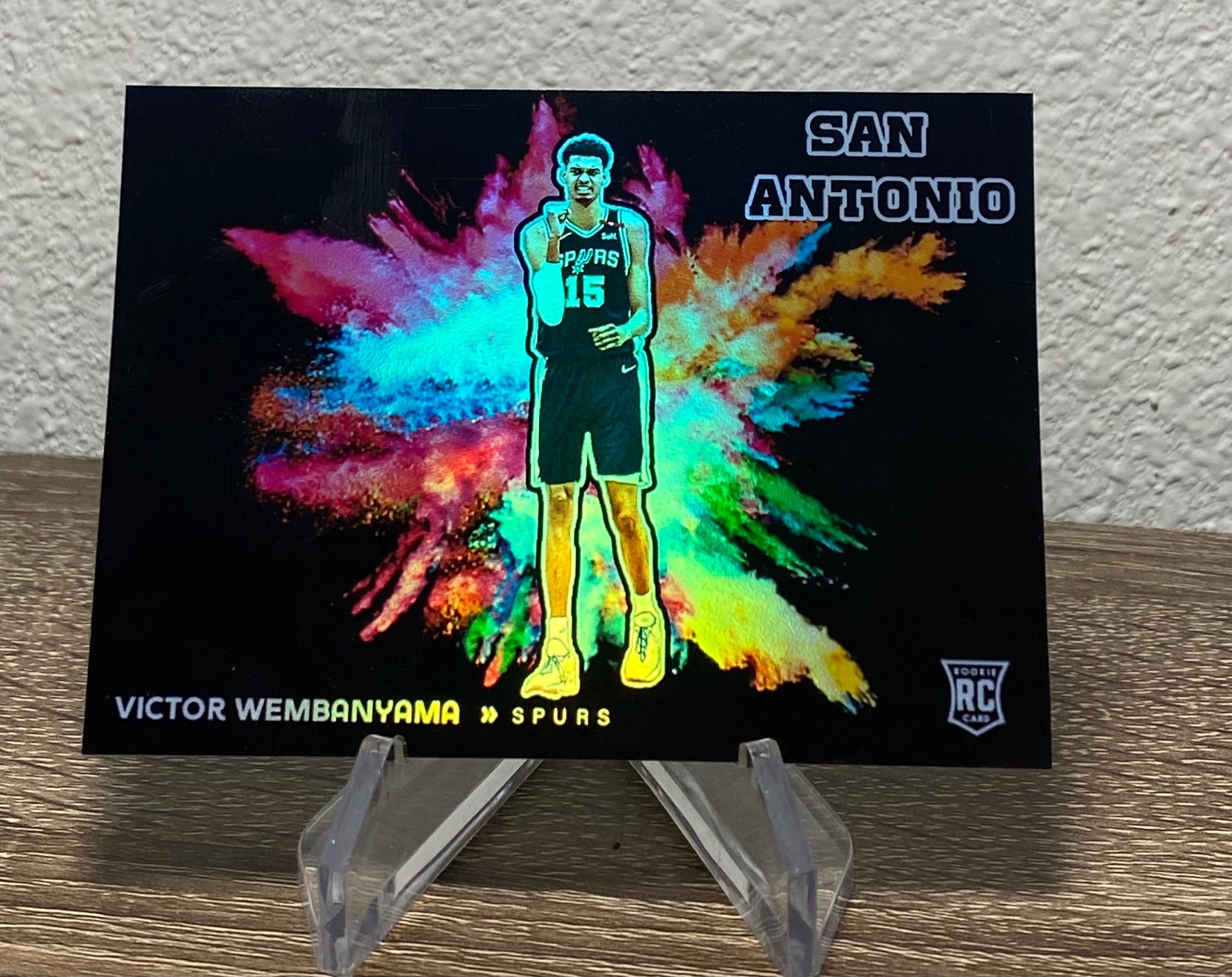 Victor Wembanyama Refractor Custom Black Color Blast Card - Etsy