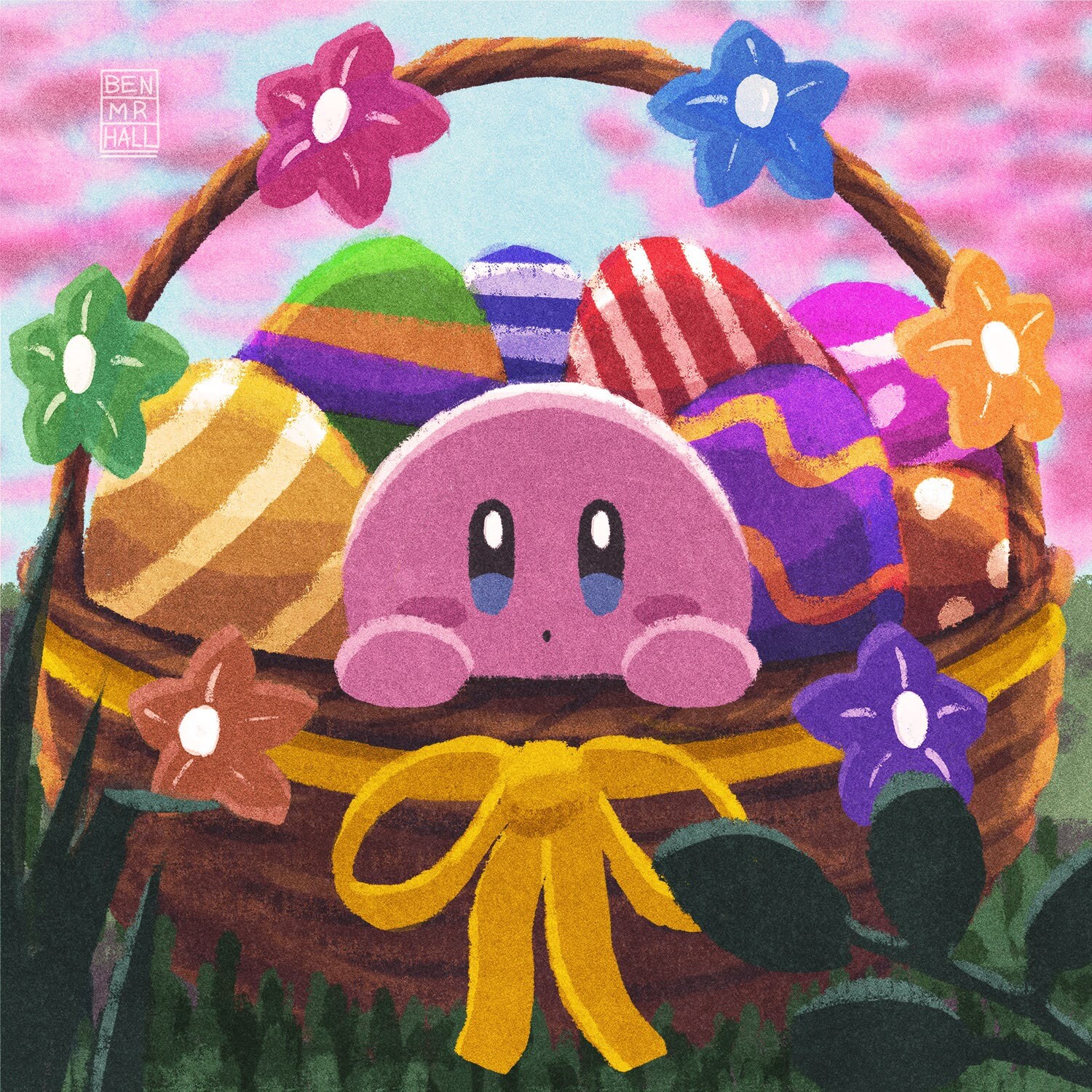 Kirby: Easter Egg Basket Giclee Art Print / Illustration Wall Art ...