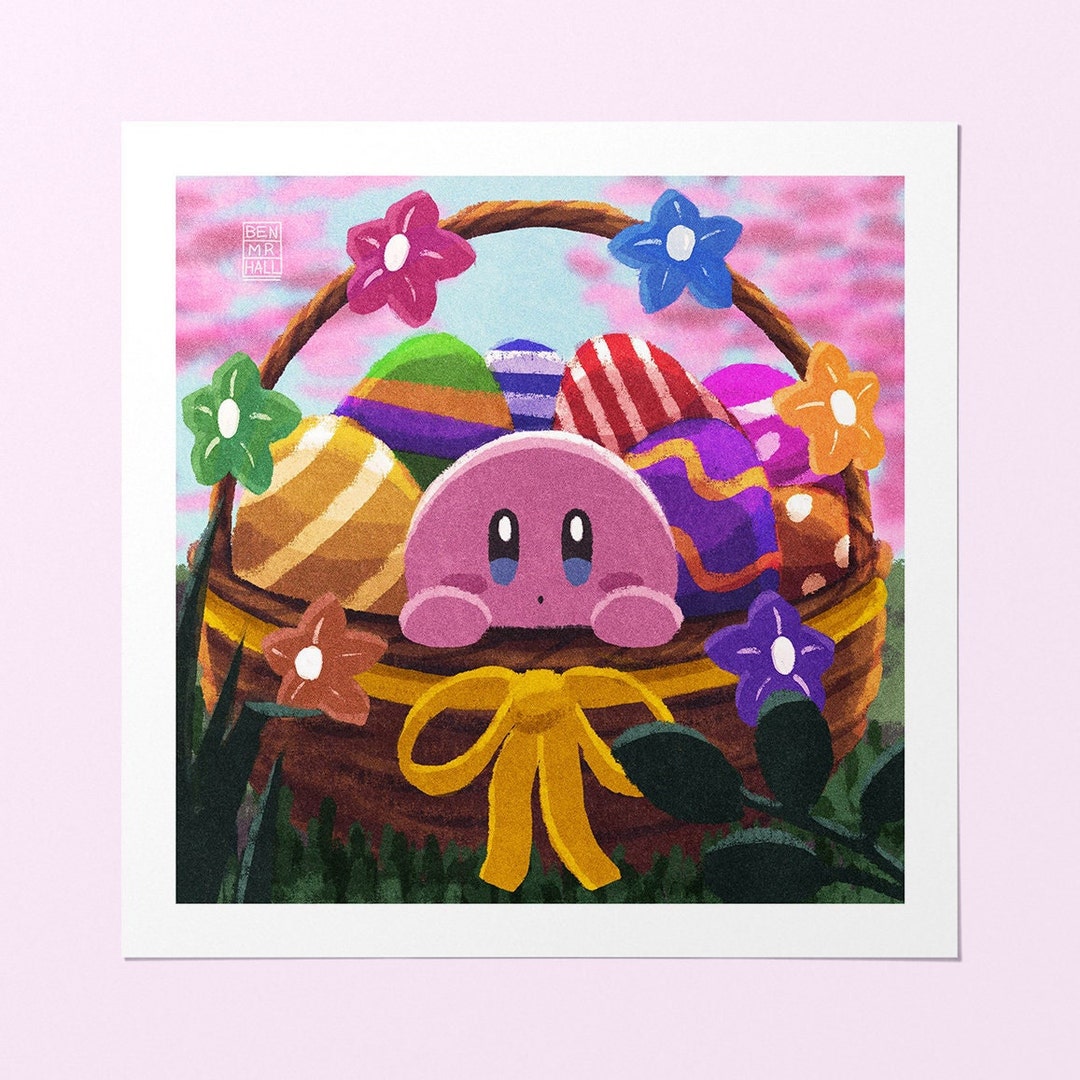 Kirby: Easter Egg Basket - Giclee Art Print / Illustration Wall Art ...