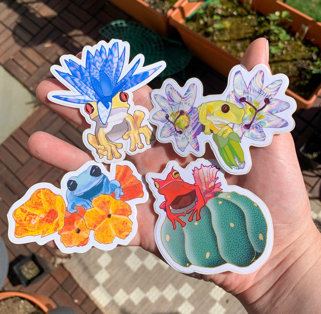 Psychedelic Tree Frogs Sticker Series | Laminated Stickers for Water ...