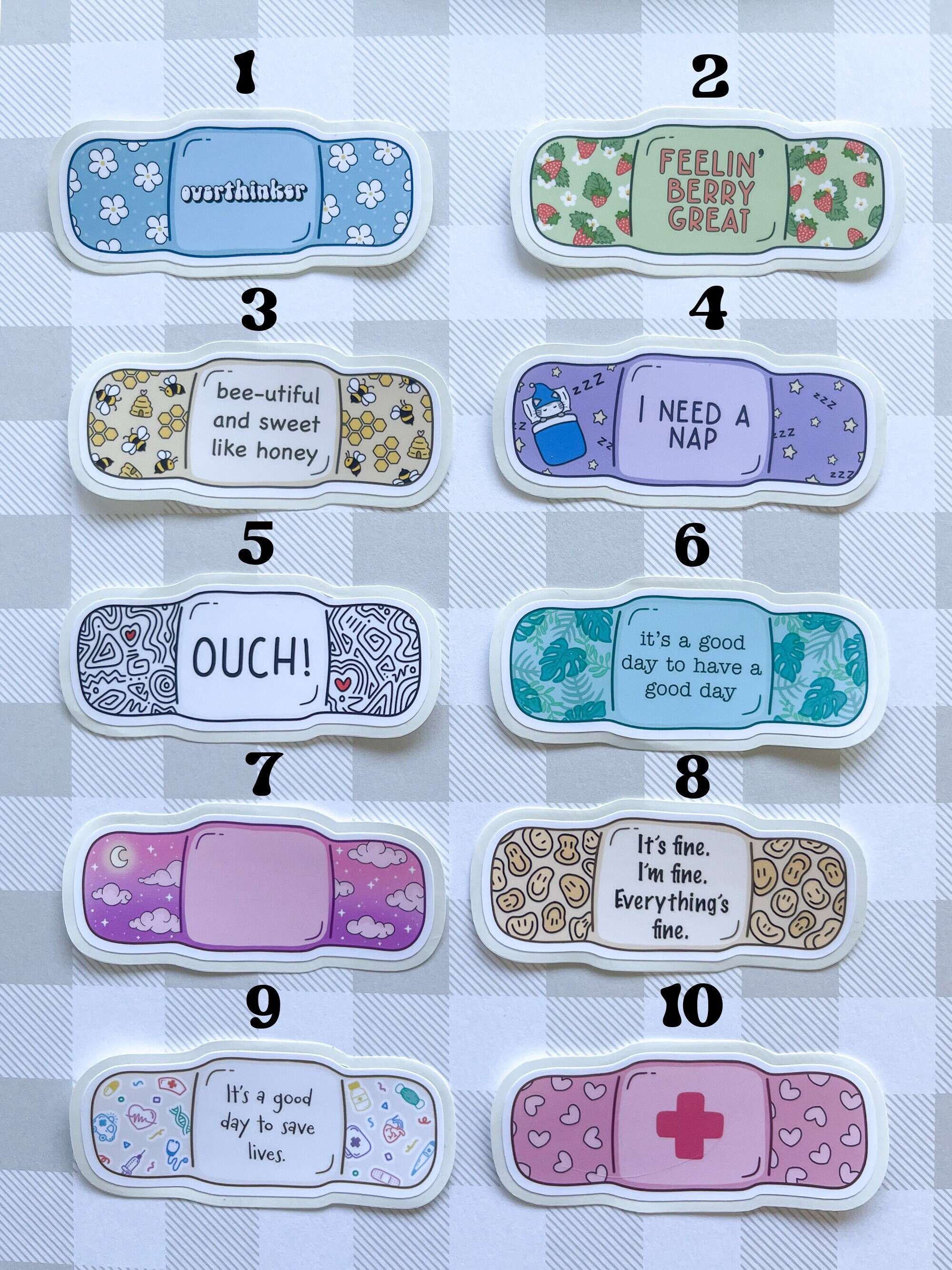 Band-aid Sticker Set: Laminated Healthcare Stickers, Water Resistant - Etsy