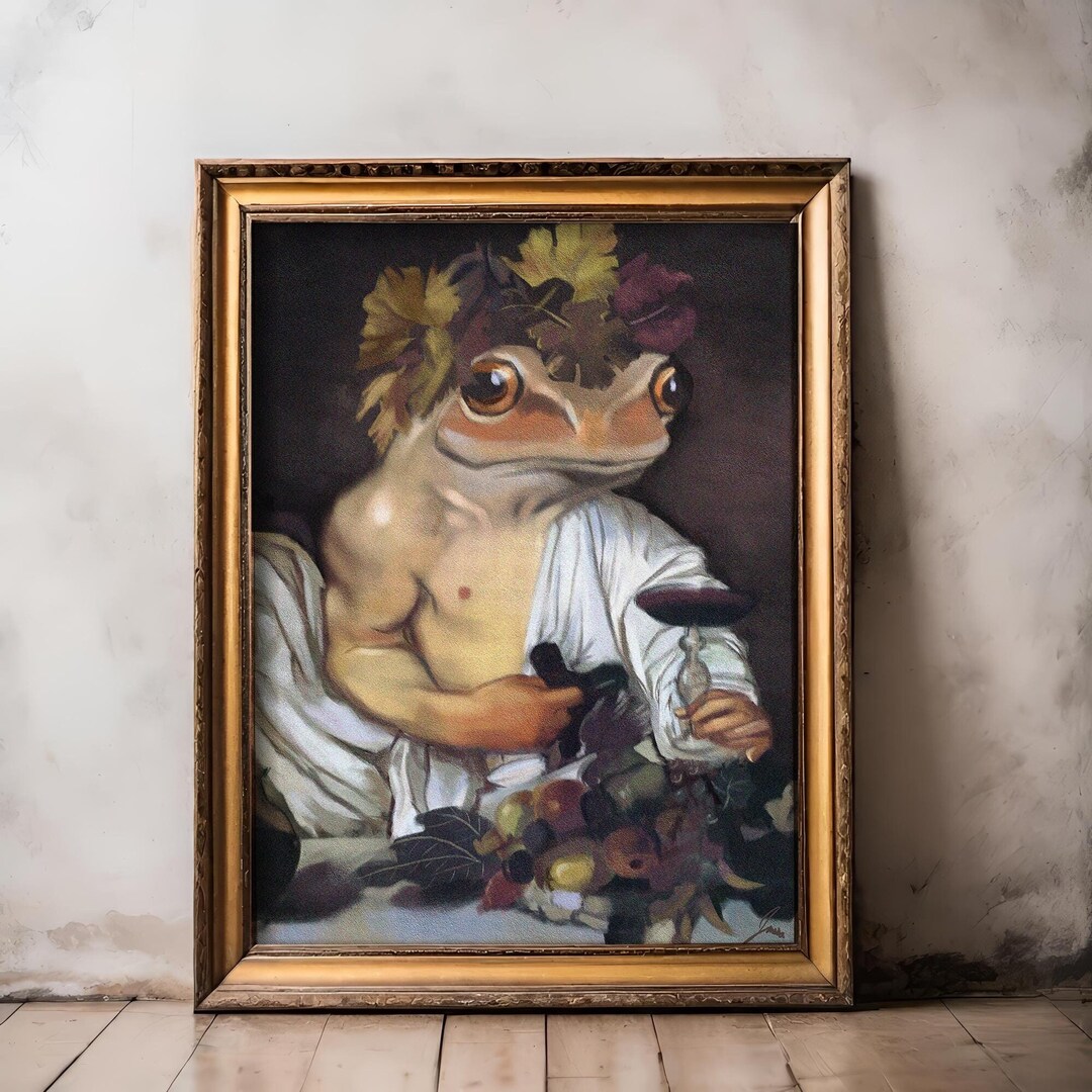 Vintage Frog Print Froggus Giclee Print Parody Painting Caravaggio Dark ...
