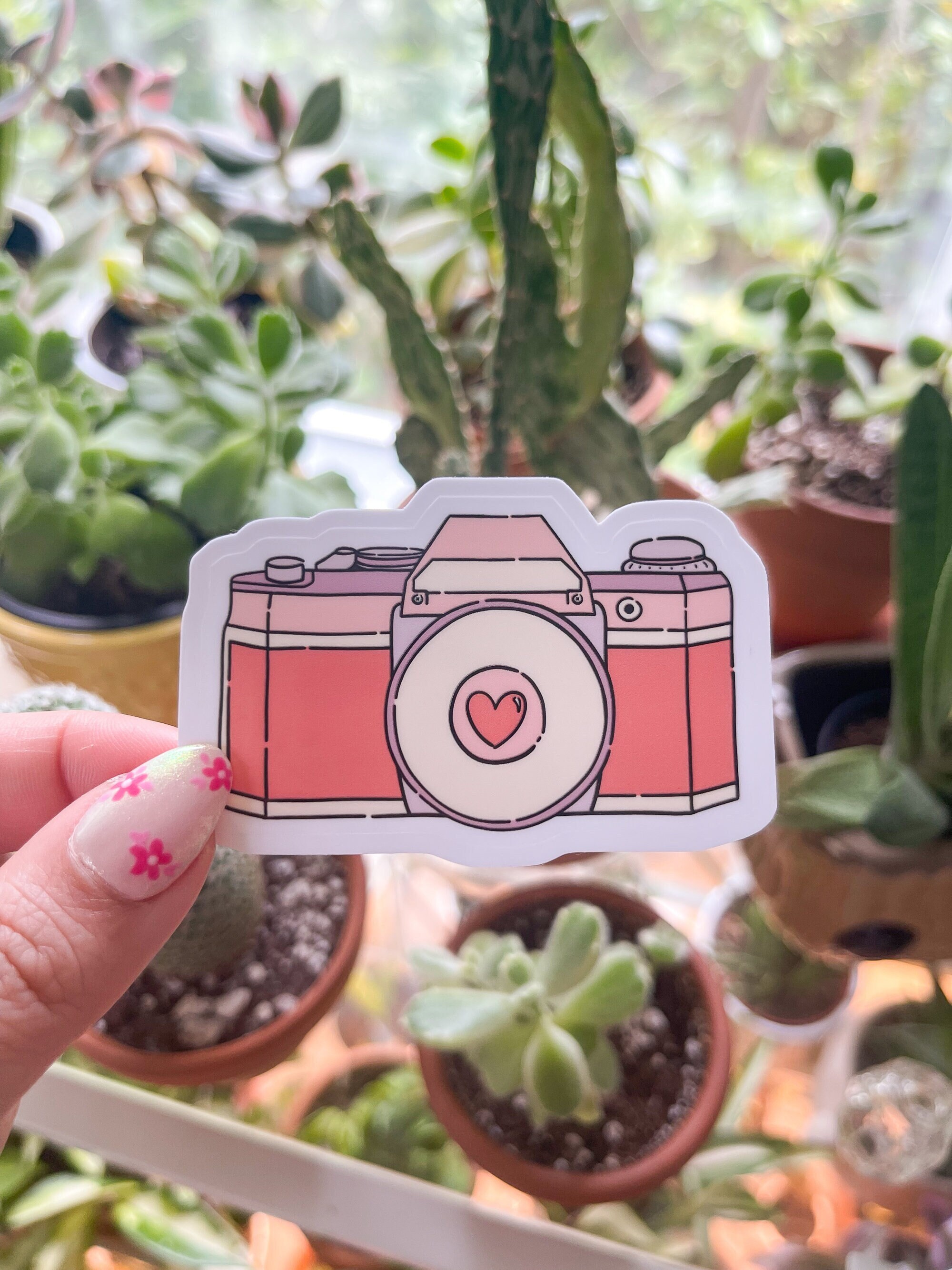 Shades of Pink Heart Camera Sticker Laminated Sticker Water Resistant ...