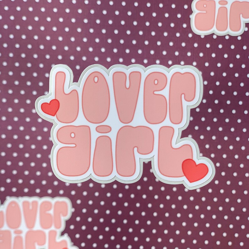 Pink Lover Girl Bubble Letters Laminated Sticker Water Resistant - Etsy