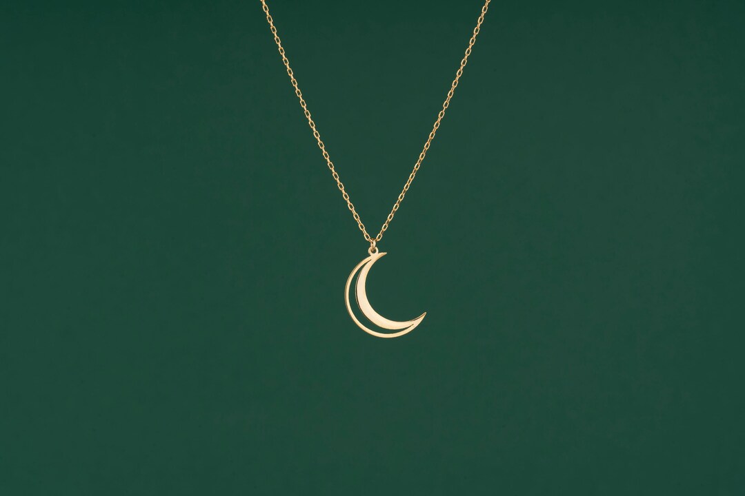 Moon Necklace, 925k Silver Pendant, Crescent Necklace, Celestial ...