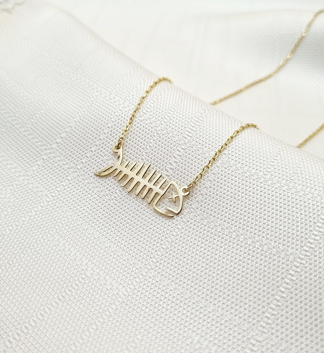 925k Silver Fishbone Necklace: Minimalist Skeleton Pendant - Etsy