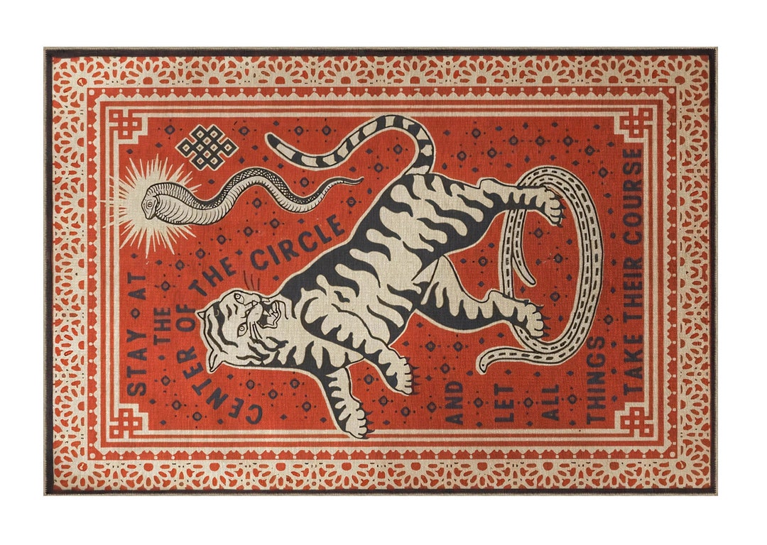 Red Tiger Print Rug, Modern Animal Design Home Decoration, Cool Modern ...