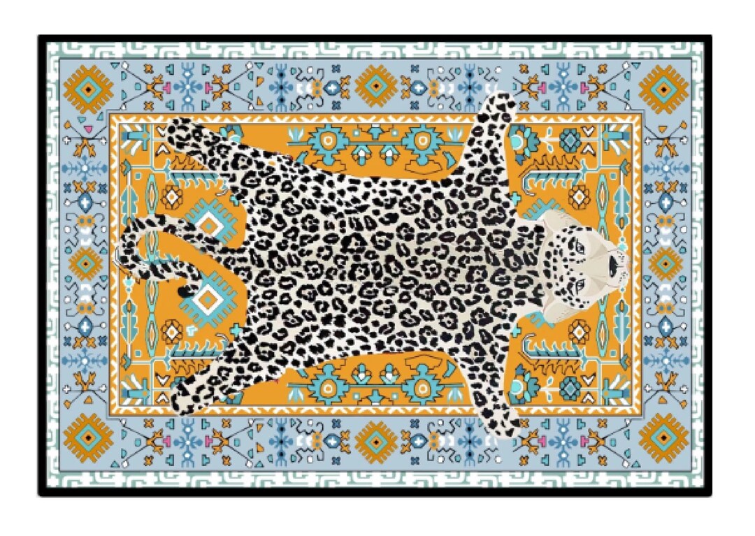 Oriental Leopard Print Rug, Rustic Animal Print Rug, Rugs for Living ...