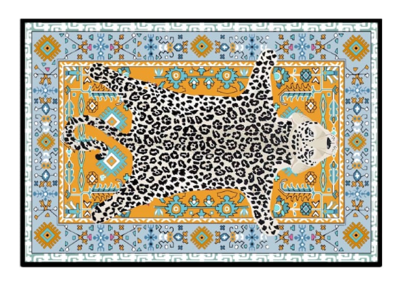 Oriental Leopard Print Rug, Rustic Animal Print Rug, Rugs for Living ...