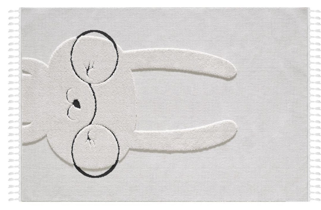 Bunny Tufted Kid's Room Rug, Rabbit Kid's Room Carpet, White Nursery ...