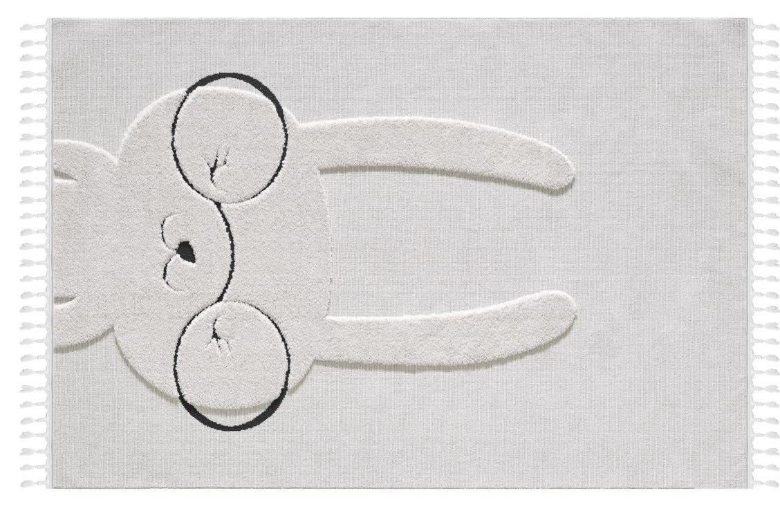 Bunny Tufted Kid's Room Rug, Rabbit Kid's Room Carpet, White Nursery ...