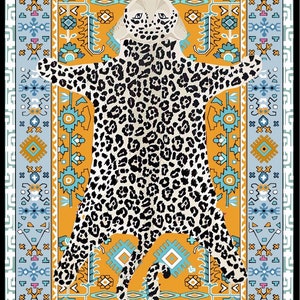 Oriental Leopard Print Rug, Rustic Animal Print Rug, Rugs for Living ...