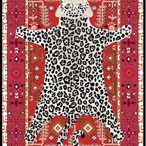 Oriental Leopard Print Rug, Rustic Animal Print Rug, Rugs for Living ...