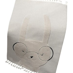 Bunny Tufted Kid's Room Rug, Rabbit Kid's Room Carpet, White Nursery ...