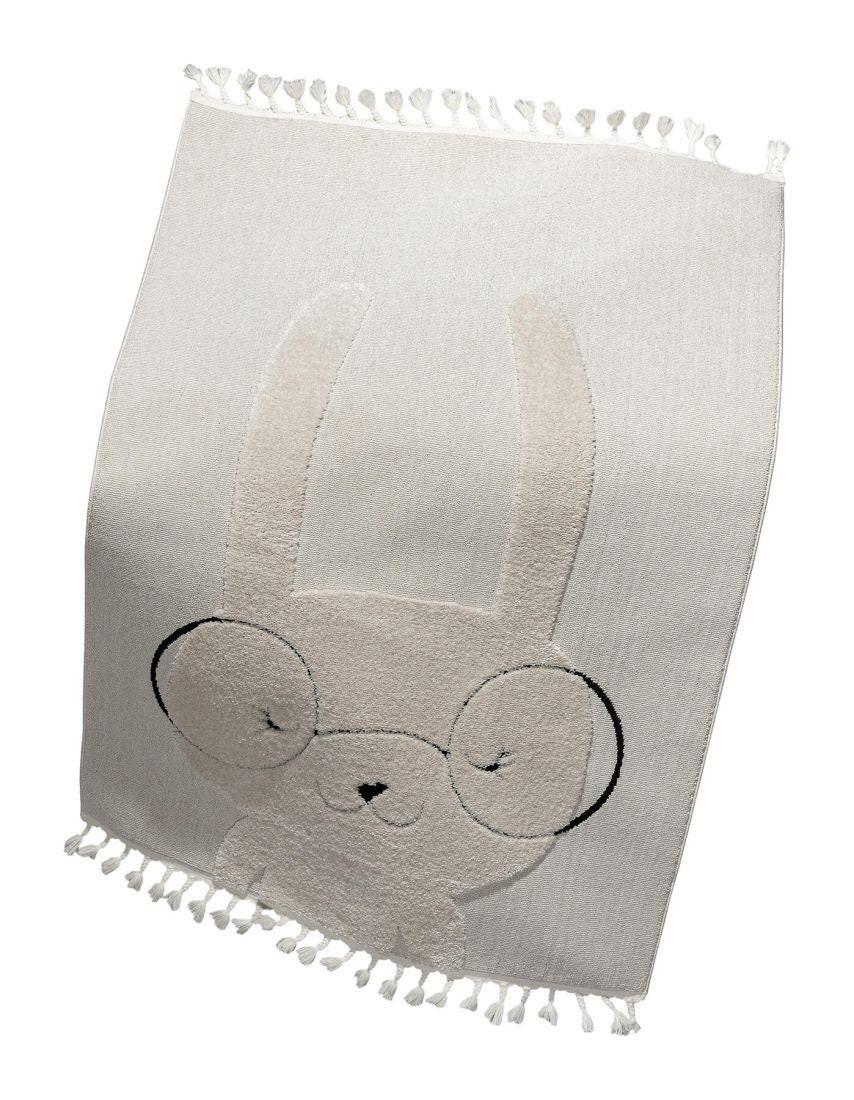 Bunny Tufted Kid's Room Rug, Rabbit Kid's Room Carpet, White Nursery ...