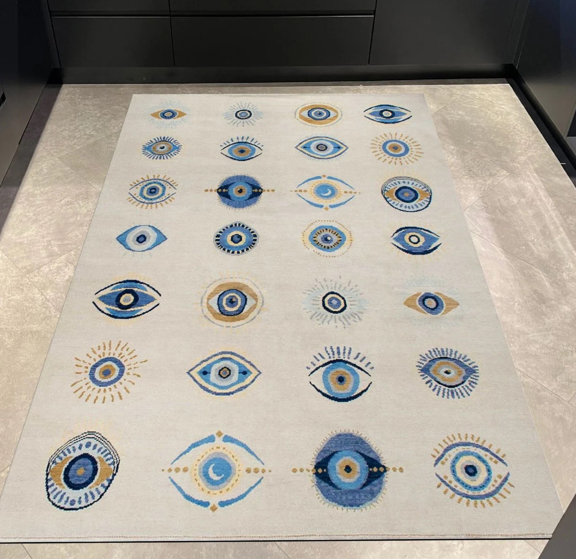 Evil Eye Print Rug, Bohemian Eye Pattern Pop Art Rug, Rugs for Living ...