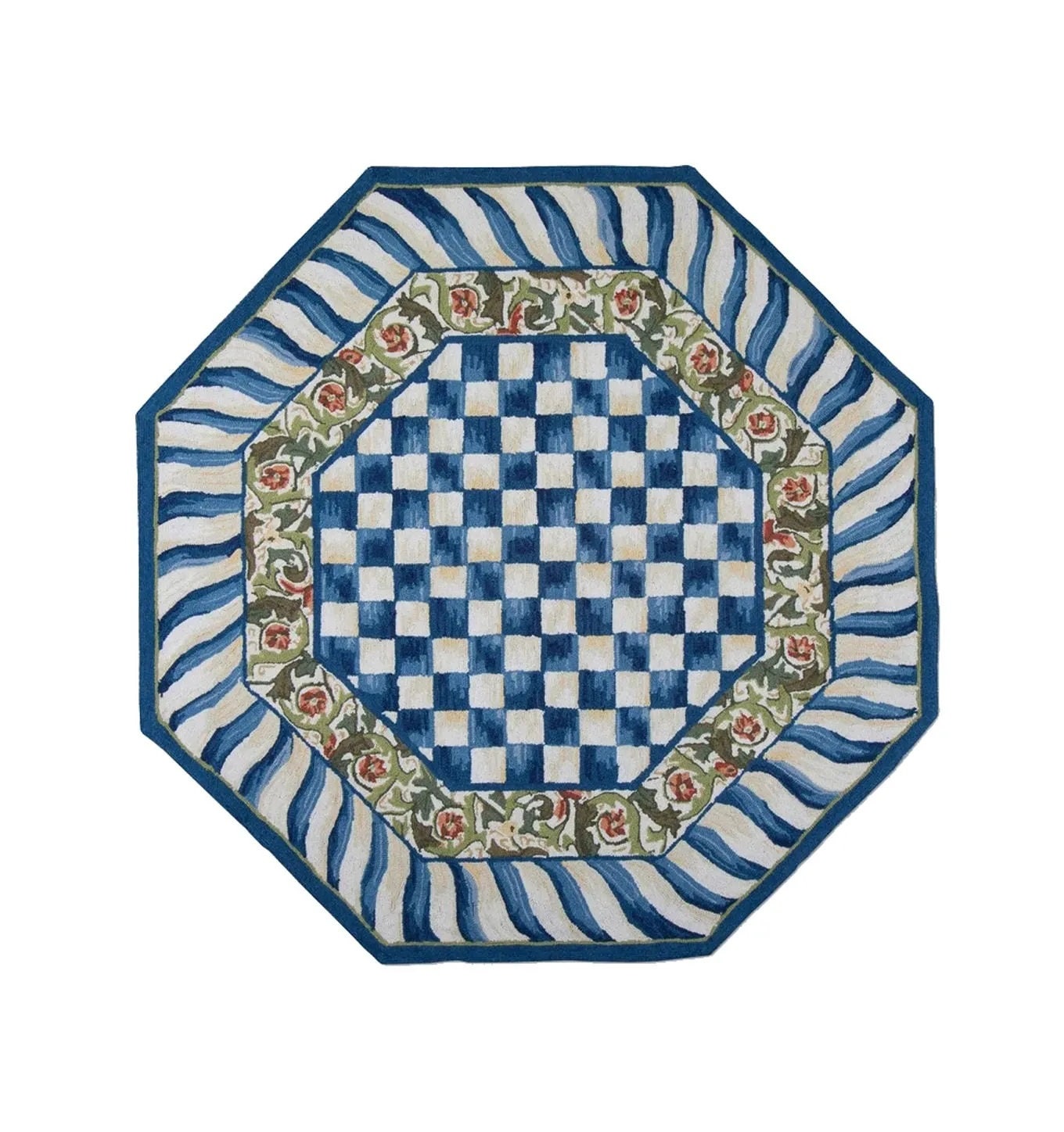 Geometric Octagon Rug, Check Figured Rug, Kitchen Rug, Tapetto, Lint ...