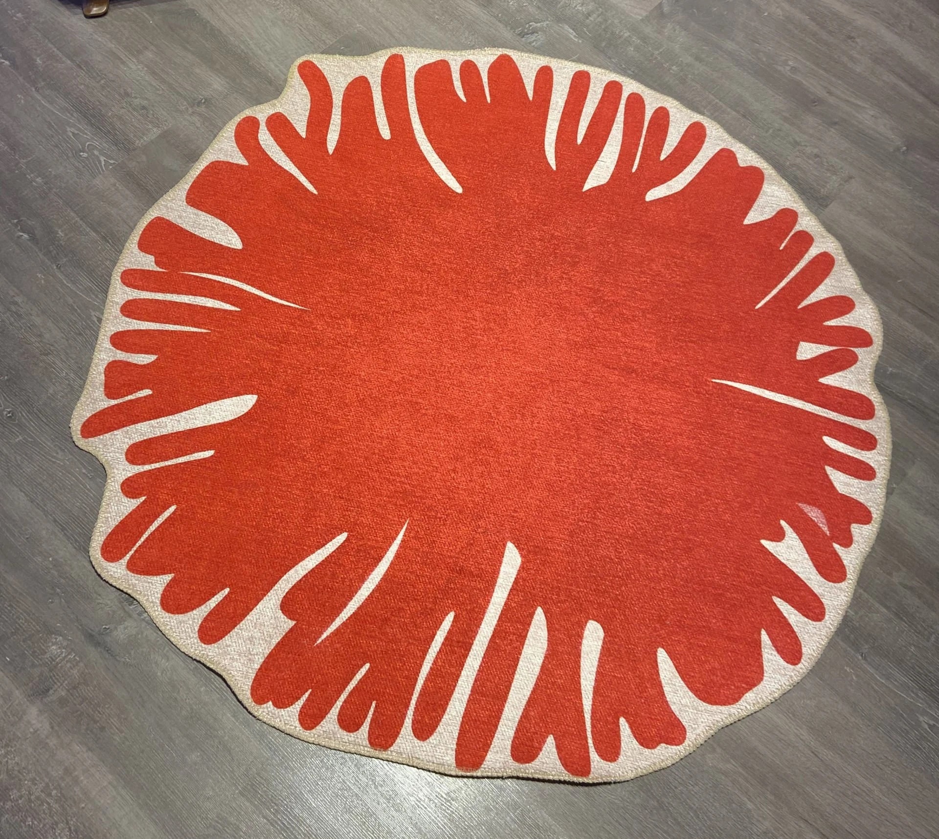 Red Coral Print Rug Red Abstract Rug Cool Rug Round Kitchen - Etsy