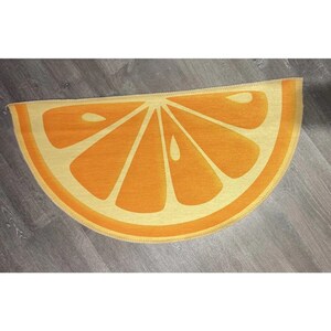 Lemon Shape Rug, Funny Orange Figured Kitchen Rug, Lemon Print Rug ...