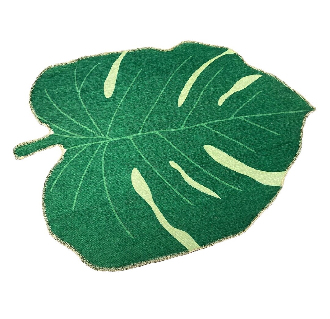 Tropical Monstera Print Rug, Green Leaf Rug, Floral Rug, Cool Kitchen ...