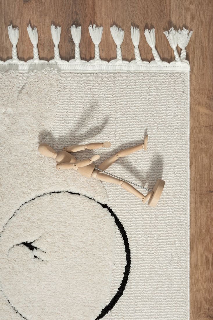 Bunny Tufted Kid's Room Rug, Rabbit Kid's Room Carpet, White Nursery ...