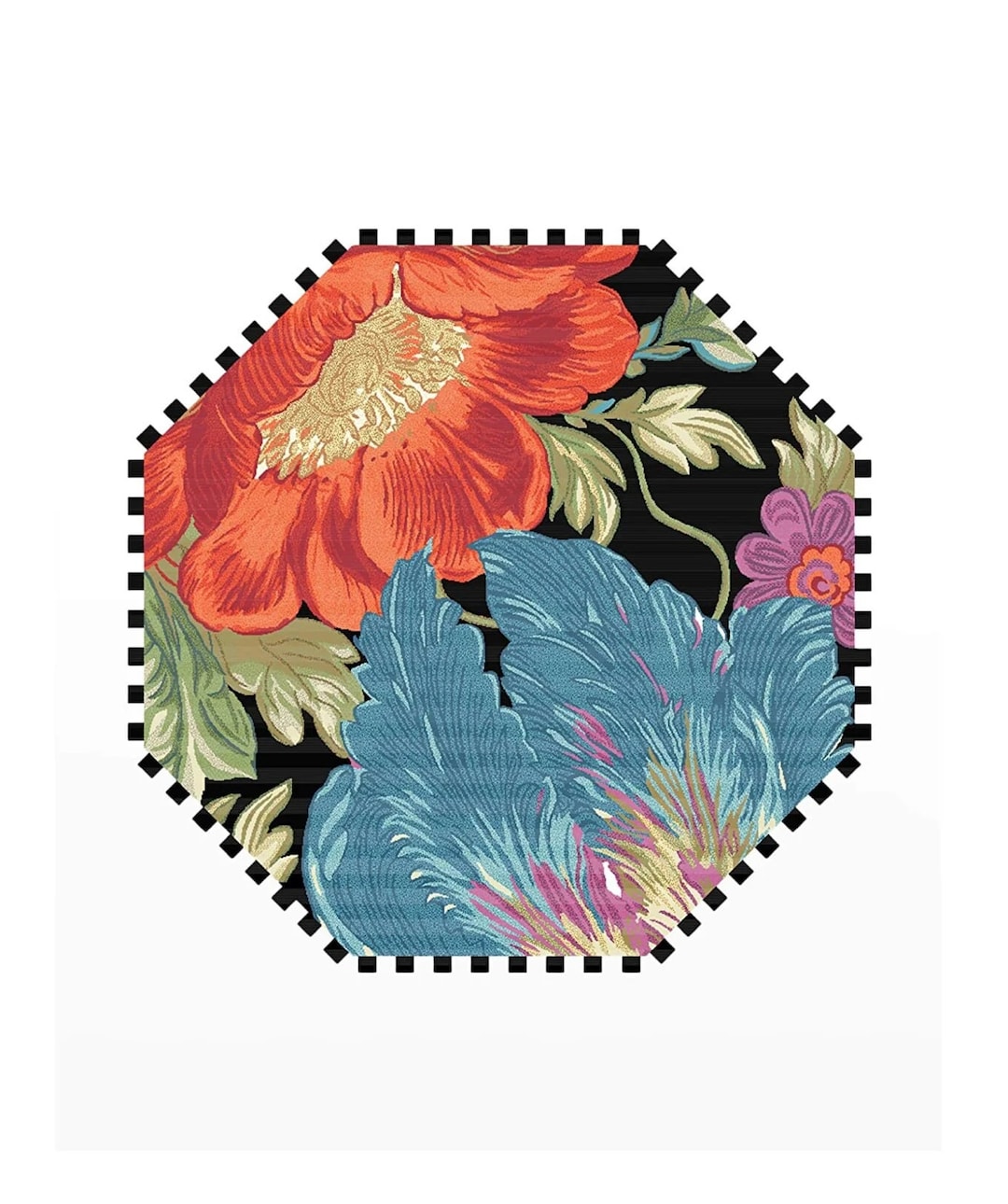 Floral Octagon Rug, Colorful Figured Rug, Kitchen Rug, Tapetto, Lint ...