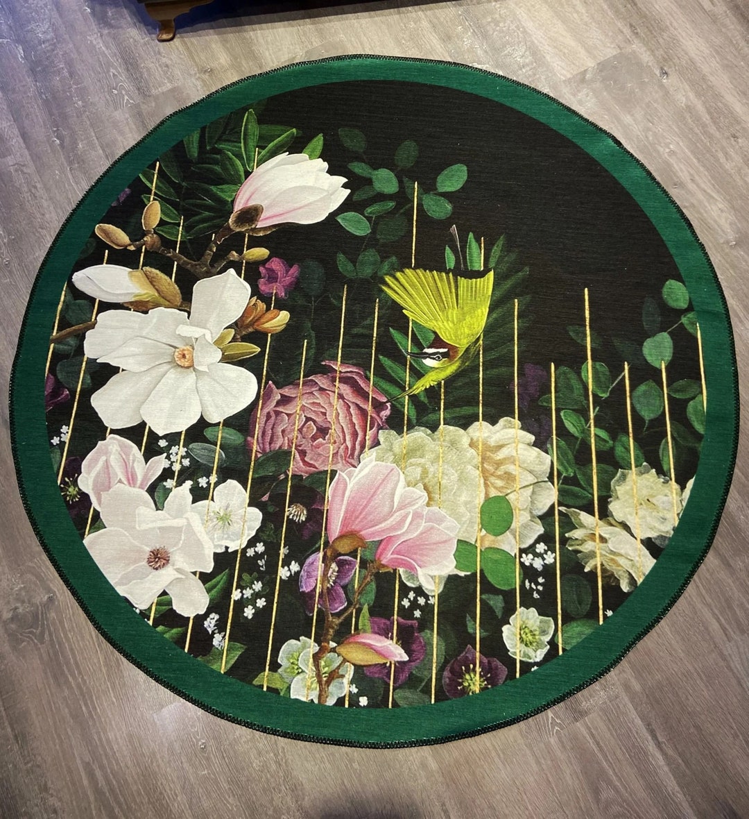 Floral Round Rug, Tropic Rug, Colorful Figured Rug, Kitchen Rug ...