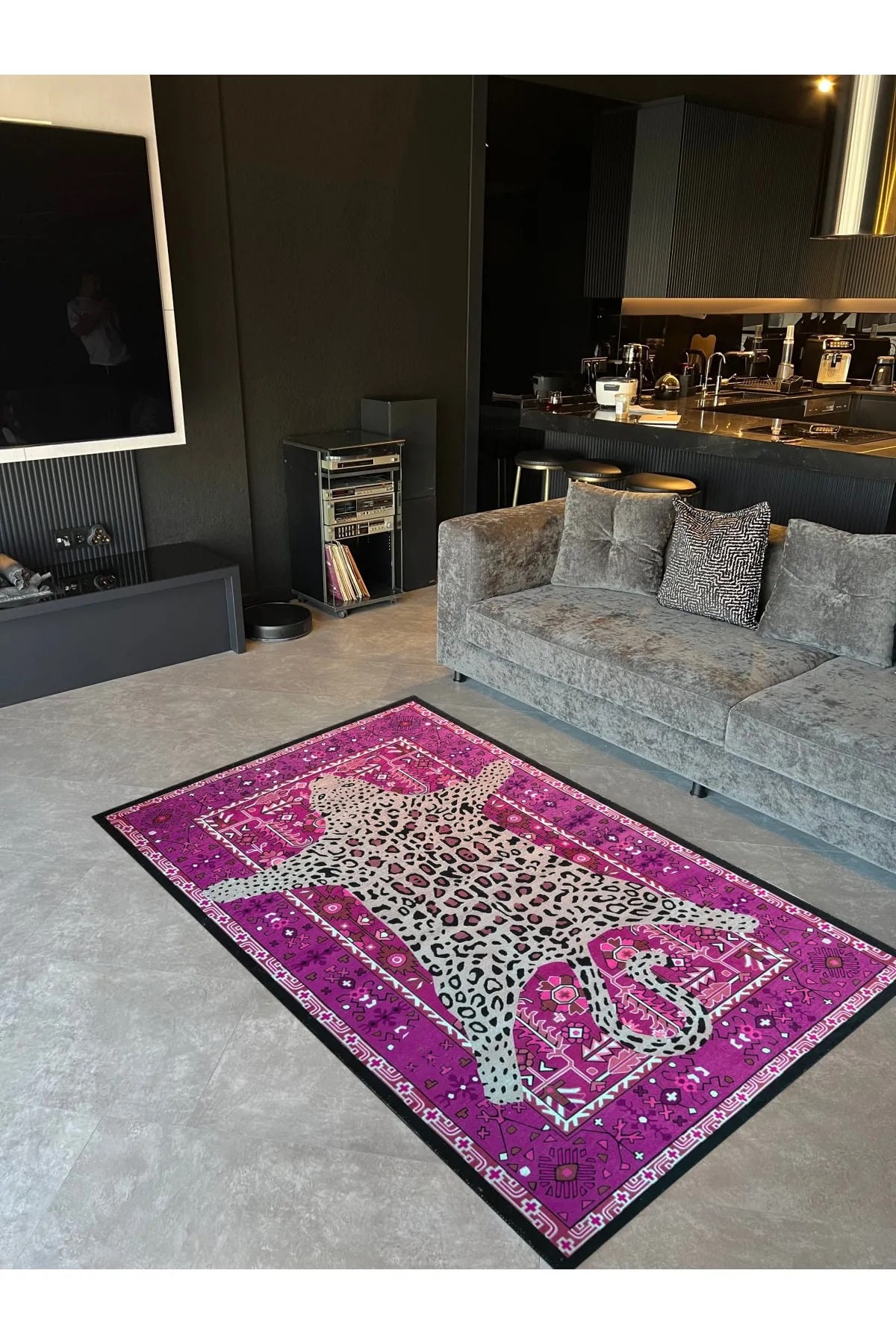 Oriental Pink Leopard Print Rug, Rustic Animal Print Rug, Rugs for ...